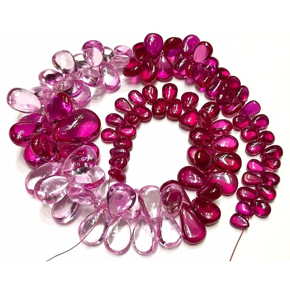 Natural -RED Corundum Almond soomth Beads 5 * 9-7 * 14 mm 13 inch Long String Jewelry Making Gemstone Beads for Necklace Bracelet