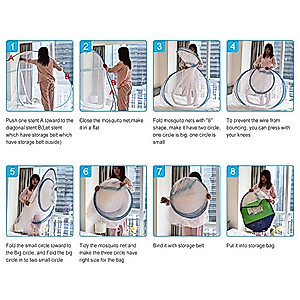 Mosquito Net Pop Up with Net Bottom Ultra Large Bed Canopy Tent Portable with 2 Entries Folding Design Bed Netting for Bedroom, Camping, 79 x71x59 inch