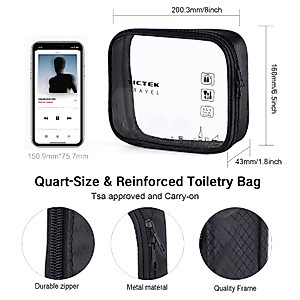 YICTEK Travel Bottles Containers for Toiletries Tsa Approved with Clear Quartz Size Bag, Refillable Plastic Bottles Kit for liquids
