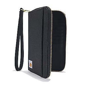 Carhartt Casual Canvas Wallets for Women, Nylon Duck Lay-Flat Clutch (Black), One Size