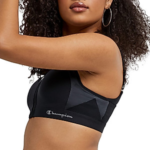 Champion womens Motion Control Zip Sports Bra, Black, 38D US