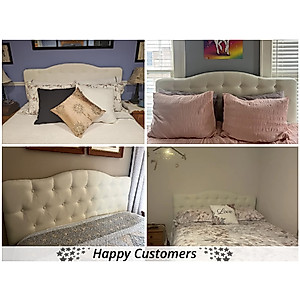 Cassandra Headboards for Full Size Bed, Upholstered Button Tufted Bed Headboard, 12 Adjustable Positions Full Headboard Only, Wall Mounted Headboard, Bed Backboard Linen Fabric Head Board - White