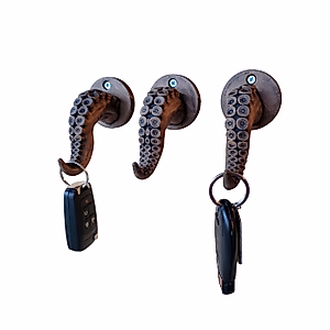 3 Piece Tentacle Hook Set Octopus Hangers Towel hooks antique bronze finish