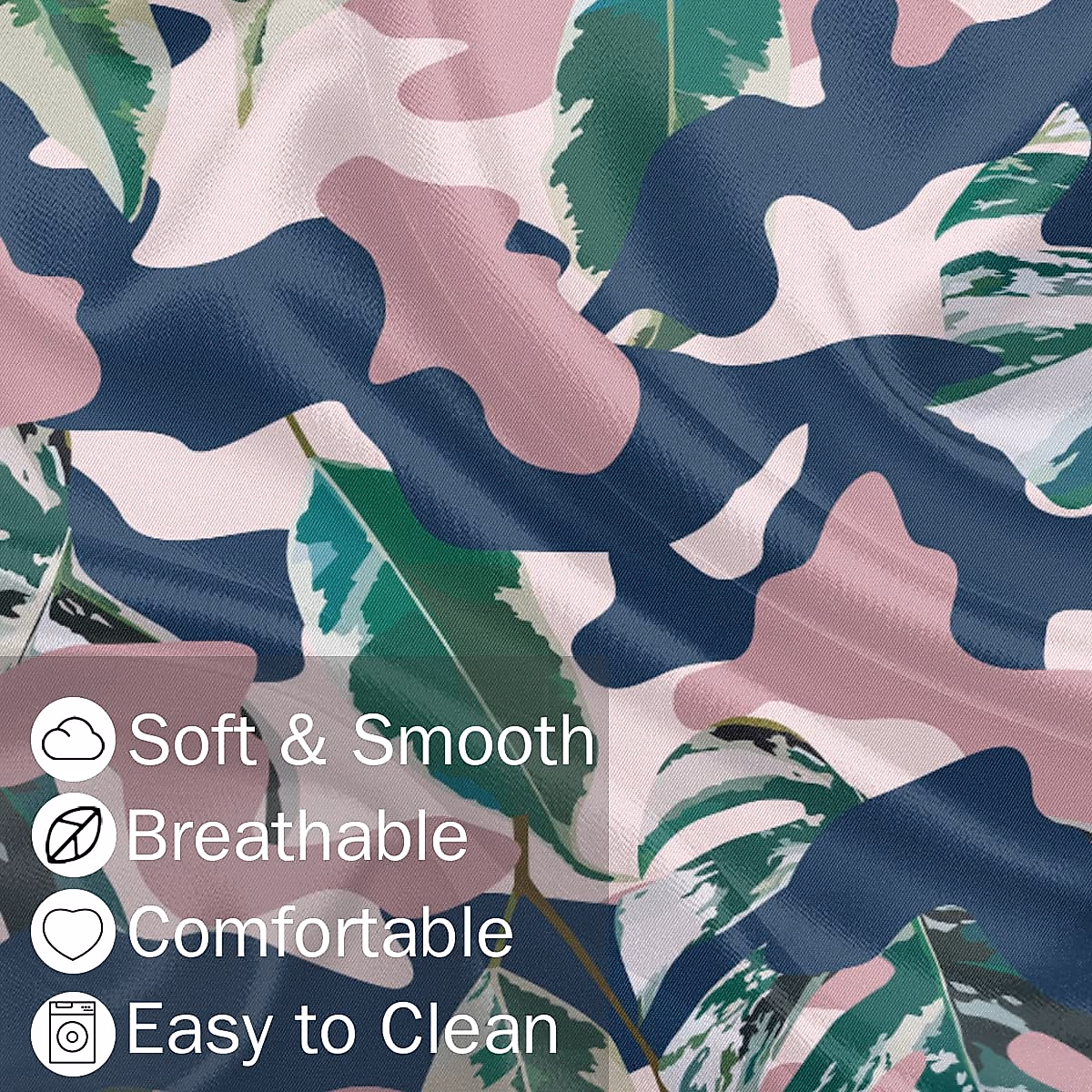 Camouflage Tropical Leaves Satin Body Pillow Pillowcase for Hair and Skin Military Camo Long Body Pillow Case Cover 21x54 Soft Breathable Body Pillow Cases