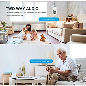 METRICSQUARE Light Bulb Security Camera Home Wireless WiFi Camera 360°PTZ Surveillance Camera Baby Monitor Nanny Cam Pet Camera Video Recording with Audio Remote Control with Phone APP