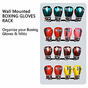VEITEOX FTY Boxing Glove Rack Wall Mount, Metal Boxing Glove Holder, Boxing Mitts Gloves Organizer Storage Rack for 2 Pair of Gloves