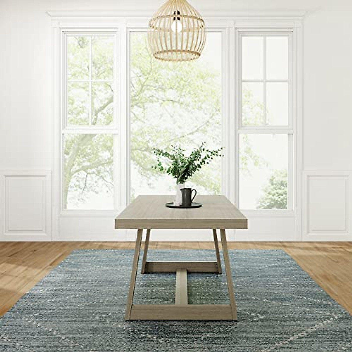 Plank+Beam 72 Inch Dining Table, Solid Wood Kitchen Table, Dinner Table for Dining Room, Seashell Wirebrush