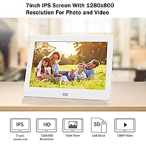 Digital Photo Frame with IPS Screen - 1280x800 Digital Picture Frame with 1080P Video, Music, Photo, Remote Control, Auto Rotate, Calendar, Time