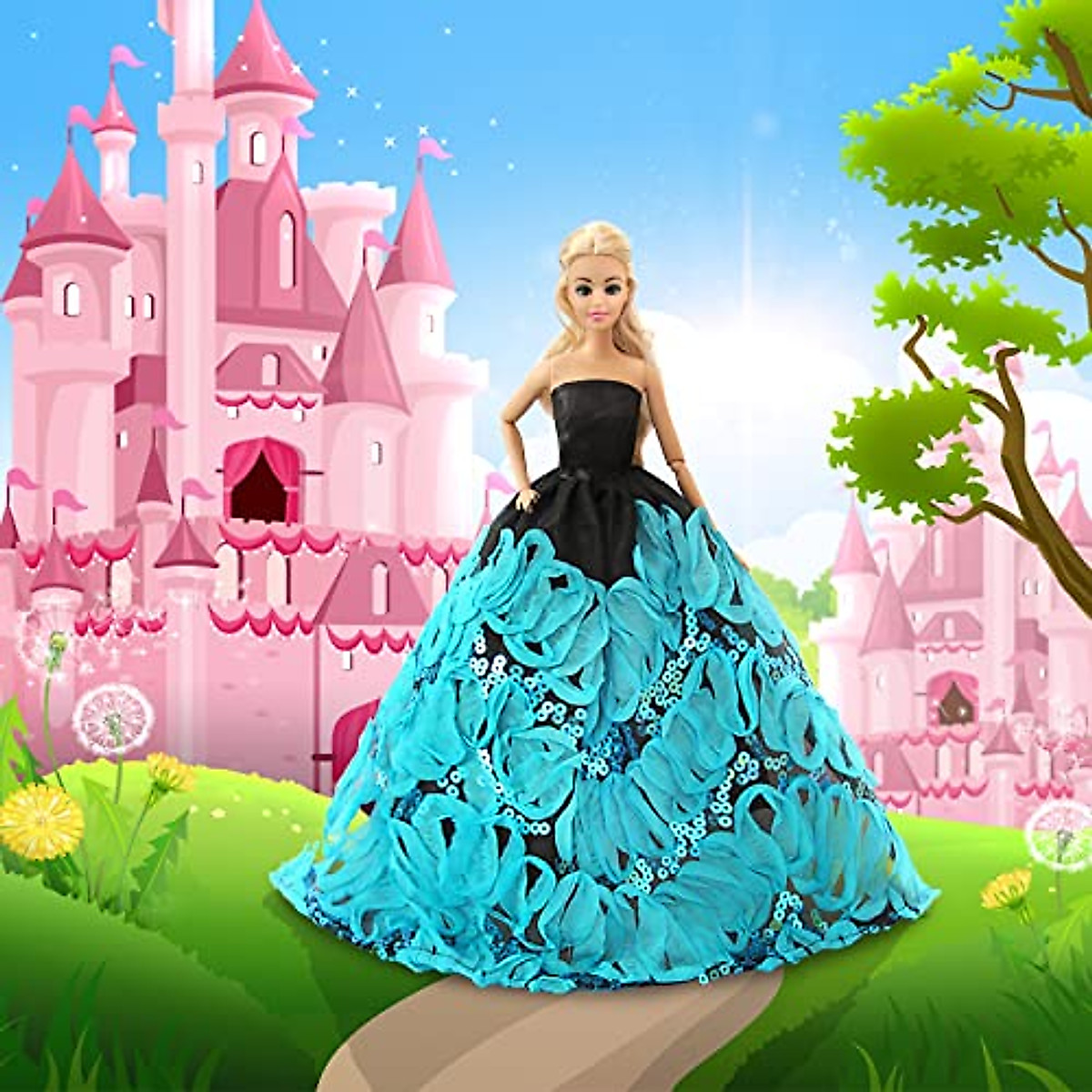 ZITA ELEMENT Lot 5 Handmade Fashion Party Dress Outfit for 11.5 Inch Girl Doll Clothes Xmas Gift- Random Style.