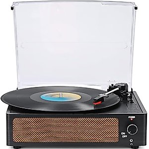 Vintage Record Players for Vinyl with Speakers Belt-Driven Retro Turntable for Vinyl Records Support 3-Speed Full Size, Bluetooth Playback, AUX-in, Headphone, RCA Line All-in-on LP Vinyl Players Brown