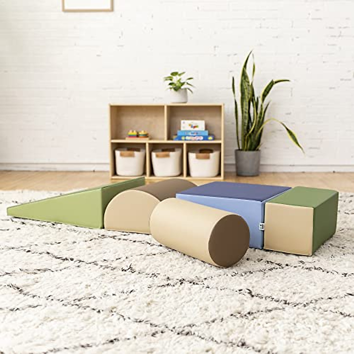 ECR4Kids SoftZone Climb and Crawl Playset, Building Blocks, Earthtone, 5-Piece