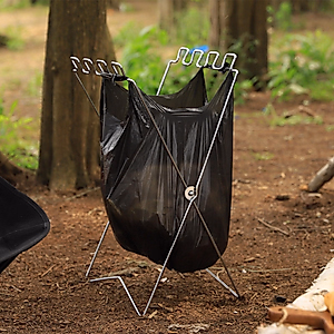 Trash Bag Holder, Outdoors Portable Trash Bag Rack, Durable Garbage Bag Shelf, Kitchen Stand Holder, Multifunctional Desktop Trash Bag Holder, Folding Garbage Holder Stand for Camping Picnic(Black)