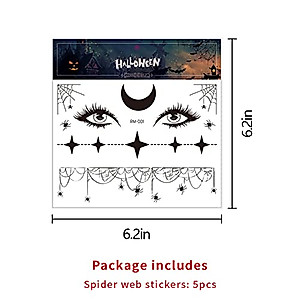 Halloween 4Sheet Spider net Temporary tattoo, Day of the Dead Make Up Supplies, Halloween Party Cosplay Favor Decorations for Adult Kids