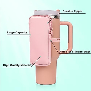 MLKSI Water Bottle Zipper Pouch for Stanley Cup Accessories, Two Layers Cute Storage Bags for Stanley Tumbler with Handle, Gym Accessories for Simple Modern 40 oz Tumbler with Handle