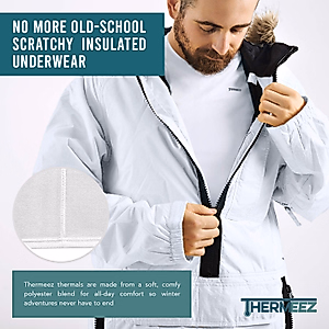 Thermal Underwear for Men (Thermal Long Johns) Sleeve Shirt & Pants Set, Base Layer w/Leggings Bottoms Ski/Extreme Cold (Black, 2Xlarge)