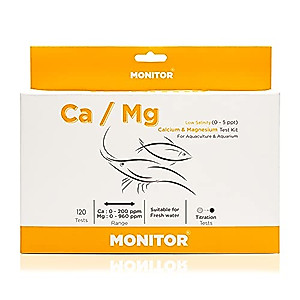 Monitor Calcium/Magnesium Low Salinity (0-5 PPT) Test KIT (120 Tests) - Monitor Aquarium and aquaculture Water Quality