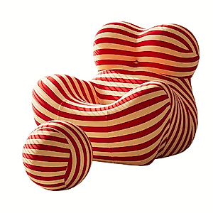 ESRADA Lazy Chair with Ottoman, Modern Soft Reading Chair Accent Contemporary Lounge Leisure Sofa Chair,Large Wrap-Around Armrests Lazy Sofa Chair