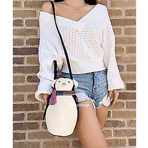 Kate Spade Morty Penguin Crossbody Pebbled Leather Bag (Black/White Multi)