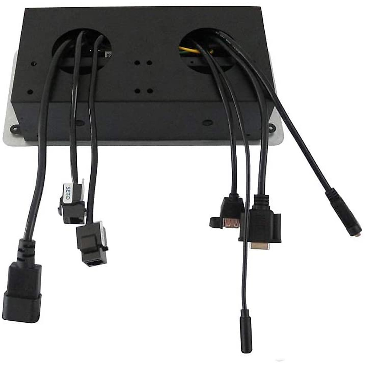 Zeshan Pop up Outlet Desktop Connection Box with 2 Independent Power, USB, RJ45, VGA, HDMI, 3.5 mm Audio for Office Black