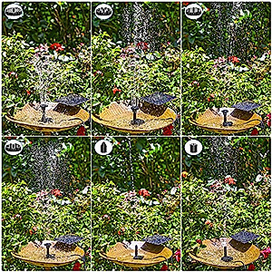 AISITIN DIY Solar Water Pump Kit, Solar Powered Water Fountain Pump with 6 Nozzles, DIY Water Feature Outdoor Fountain for Bird Bath, Ponds, Garden and Fish Tank