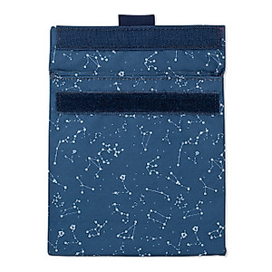 Yumbox Sandwich Bag/Snack Bag, Insulated, Reusable Fabric, Washable, Easy Touch and Pull Closure Food Safe, BPA Free, 8 x 7.5in - Starry Sky