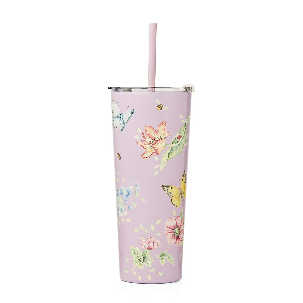 Lenox 895738 Butterfly Meadow Lavender Stainless Steel Tumbler With Straw