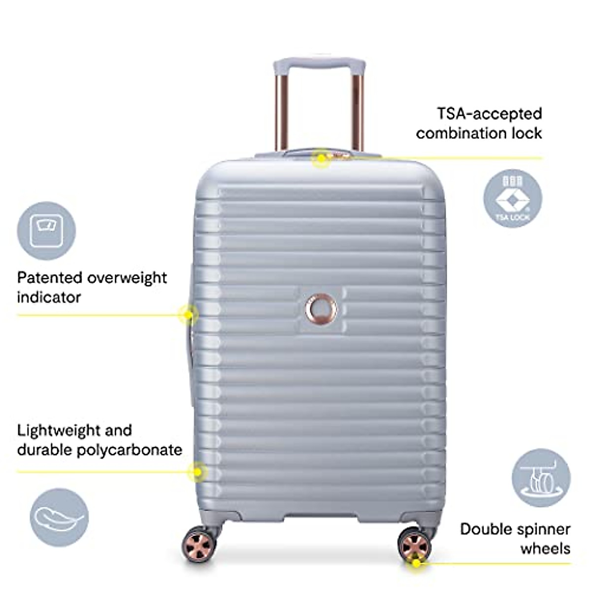 DELSEY Paris Cruise 3.0 Hardside Expandable Luggage with Spinner Wheels, Blue, Checked-Medium 24 Inch