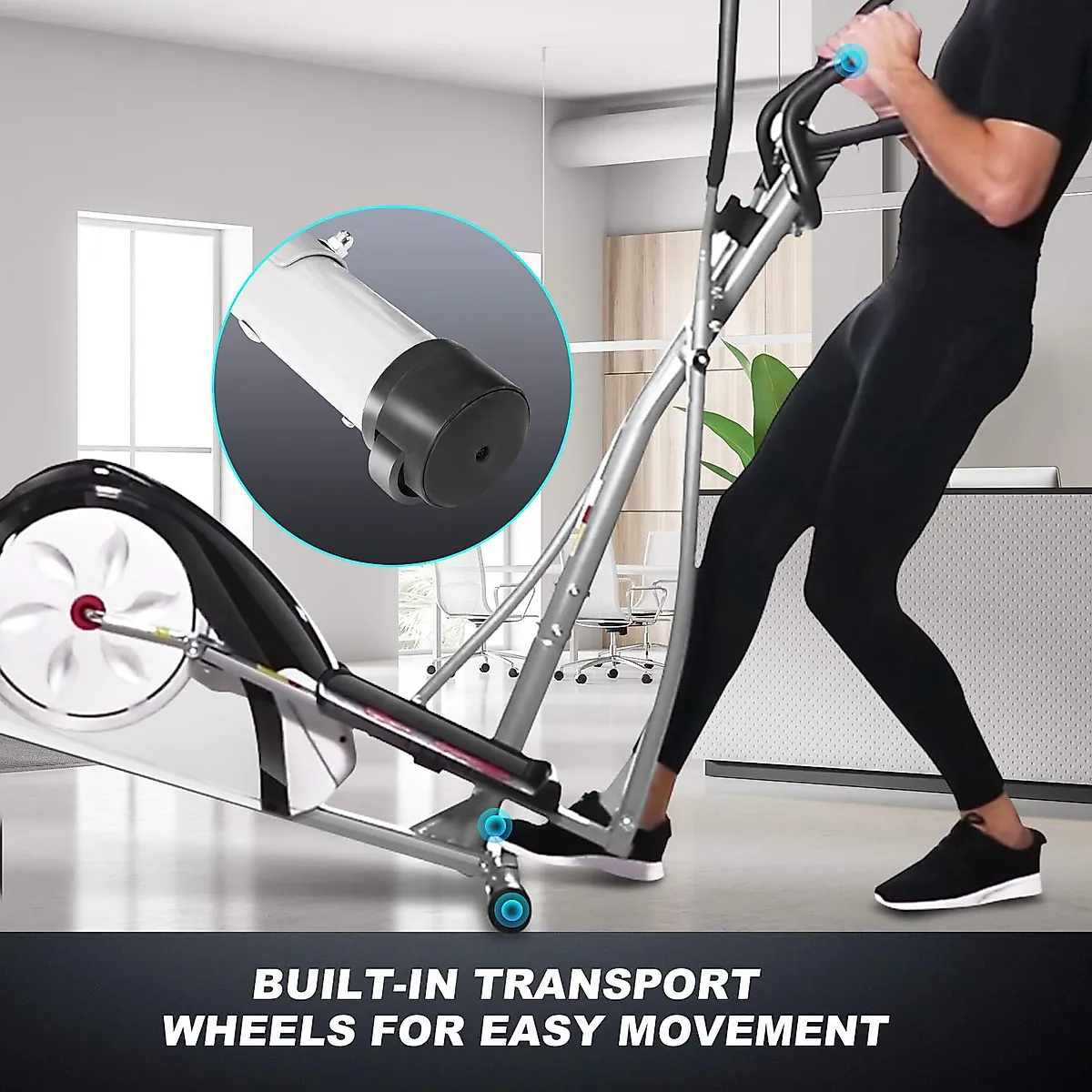 FUNMILY Elliptical Machines, Elliptical Trainer Machines with LCD Monitor and Pulse Rate Grips Magnetic Smooth Quiet Driven Max Weight Capacity 350Lbs