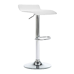 NOBPEINT Contemporary Chrome Air Lift Adjustable Swivel Bar Stool, Set of 2, White