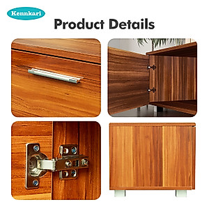 Kennkari TV Stand for 40 45 50 55 60 65 Inch TV Entertainment Center for Living Room Low Profile TV Table Modern TV Media Console with Storage Simple TV Cabinet with Shelves (Wood Grain)