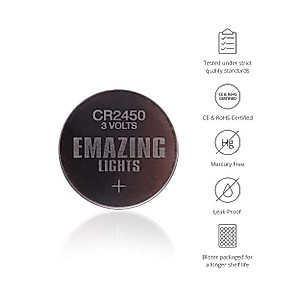 EmazingLights CR2450 Batteries 3 Volt Lithium Coin Cell 3V Button Battery (20 Pack)