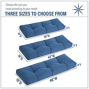Tiita Outdoor Bench Cushion, 48×16 Inch Waterproof Patio Furniture Cushions Durable Patio Bench Seat Pads, Resistant Long Chair Cushion for Garden, Sofa, Swing (Blue)