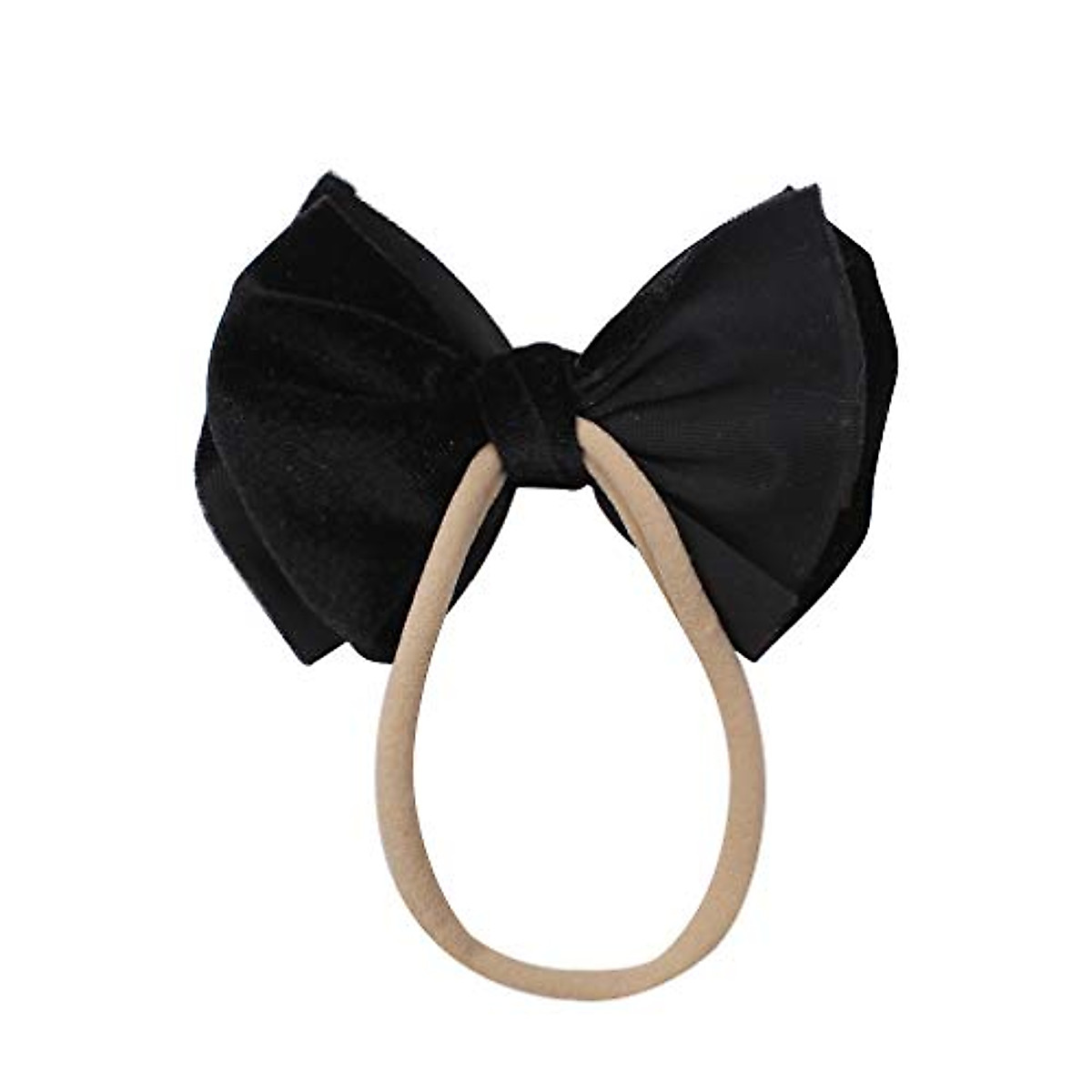 YanJie Baby Leopard Velvet Bow Headbands - 3 Pack Cotton Nylon Headband Baby Photography Hair Bow (4.5 black-velvet)