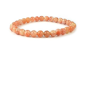 TAURISH Sunstone Semi Precious Gemstone 8 mm Round Beads Stretch Bracelet 7.5" Unisex