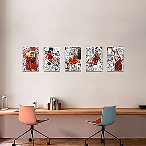 Onstthm Anime Slam Dunk Poster 5Pcs Canvas Painting HD Print Wall Art for Living Room Home Decoration Boy Gift，Unframed 8"x12"