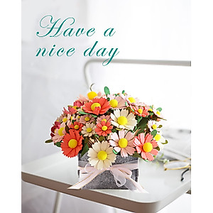 DIY Felt Flower Art Craft Kit,DIY Felt Daisy Bouquet Kit, Floral Gifts,Beginner Craft Kit,Arrange Pre-Cut Felt Flowers and Foliage