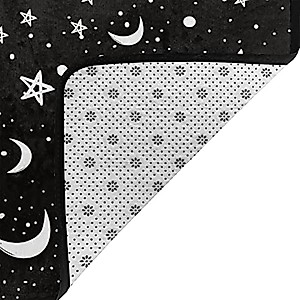 Gesey-R4T Black White Moon and Star Pattern Home Area Rugs 3'3"x5' Home Decor Carpet Soft Floor Mat Non-Slip for Living Room Bedroom