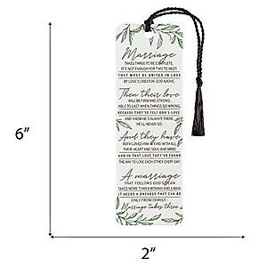 Marriage Takes Three Green Foliage 6 x 2 Cardstock Bookmark Multipack with Tassel of 12