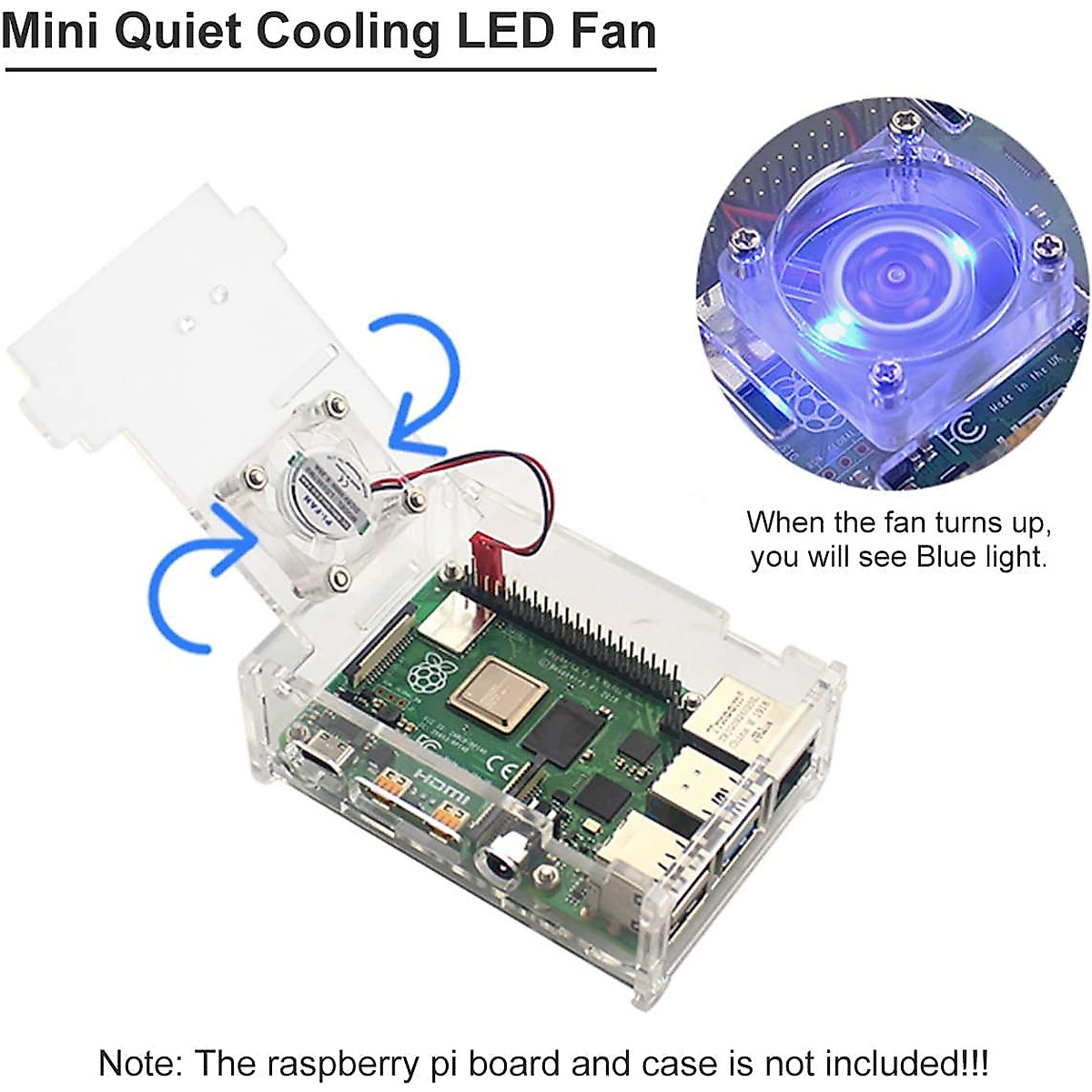 2/4pcs Raspberry Pi 4 Fan Raspberry Pi Cooling Fan Brushless CPU Quiet LED Cooling Compatible with Raspberry Pi 4/Pi 3/3B+/4B/Pi Zero w (2)