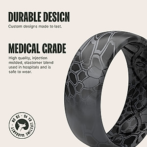 Groove Life Kryptek Typhon Camo Silicone Ring Breathable Rubber Wedding Rings for Men, Lifetime Coverage, Unique Design, Comfort Fit Ring - Size 9