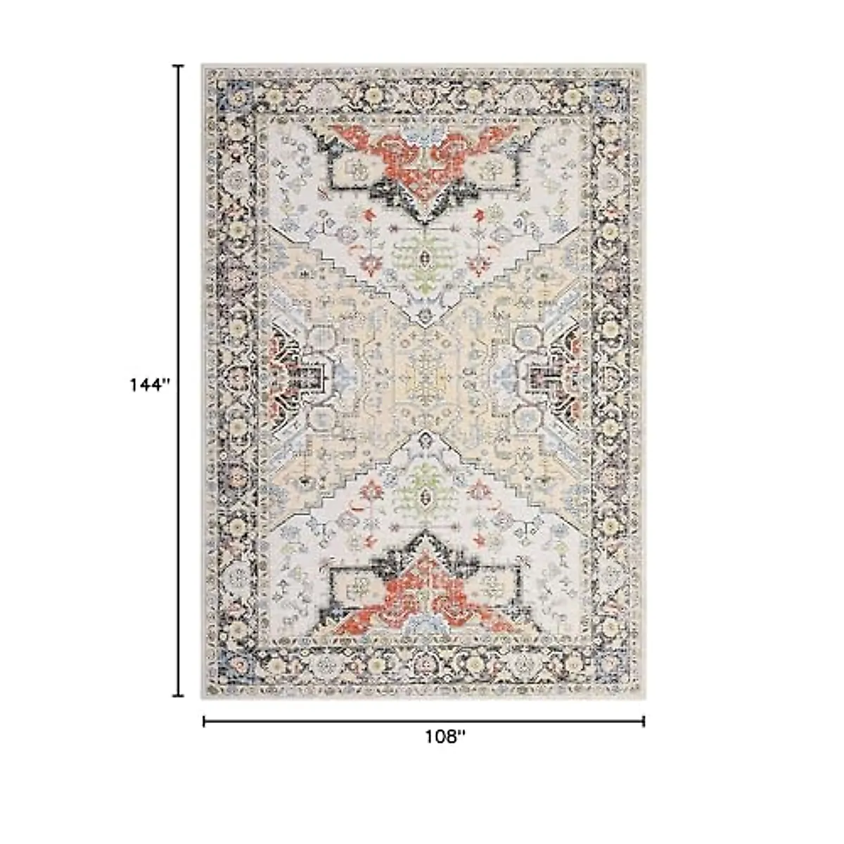 GarveeHome 9x12 Washable Rug Boho Rugs for Living Room Indoor Soft Large Area Rug Low Pile Non-Shedding Accent Rug Non Slip Vintage Rug Traditional Foldable Throw Carpet for Bedroom Home Office Beige