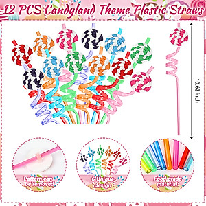 Erweicet Candyland Party Favors Sweet Lollipops Slap Bracelets DIY Stickers Temporary Tattoos Keychains Plastic Straws Gift Bags for Kids Girls Sweet Candy Theme Birthday Party Baby Shower