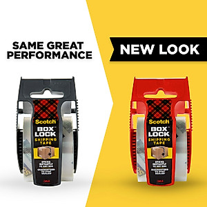 Scotch Box Lock Packaging Tape, 6 Rolls with Dispenser, 1.88 in x 800 in, Extreme Grip Packing, Shipping and Mailing Tape, Sticks Instantly to Any Box