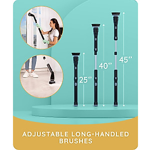 JULY HOME Electric Spin Scrubber with Adjustable Extension Shower Scrubber Brush, Cordless Automatic Power Scrubber for Shower, Cleaner for Tile, Floor, Long Handle & 3 Brush (Packaging May Vary)