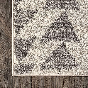 JONATHAN Y MOH206B-8 Aisha Moroccan Triangle Geometric Indoor Farmhouse Area-Rug Bohemian Minimalistic Easy-Cleaning Bedroom Kitchen Living Room Non Shedding, 8 X 10, Cream,Gray