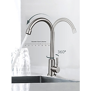 Cold Water Only Faucet SUS304 Stainless Steel Faucet for Kitchen Sink