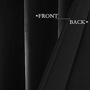 SPXTEX Black Velvet Blackout Curtains for Living Room 84 inches Long Sliding Door Curtains Heavy Velvet Curtains for Bedroom Thermal Insulated Velvet Curtains Grommet Velvet Drapes Set of 1 Panel