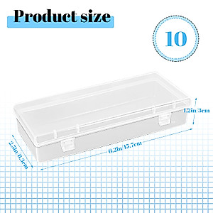 Fansunta 10 Pcak 6'' Plastic Storage Boxes, Small Storage Containers with Hinged Lids, Rectangle Clear Boxes for Beads, Jewelry, Game Pieces, Pens and Crafts Items(6.2'' x 2.5'' x 1.2'')