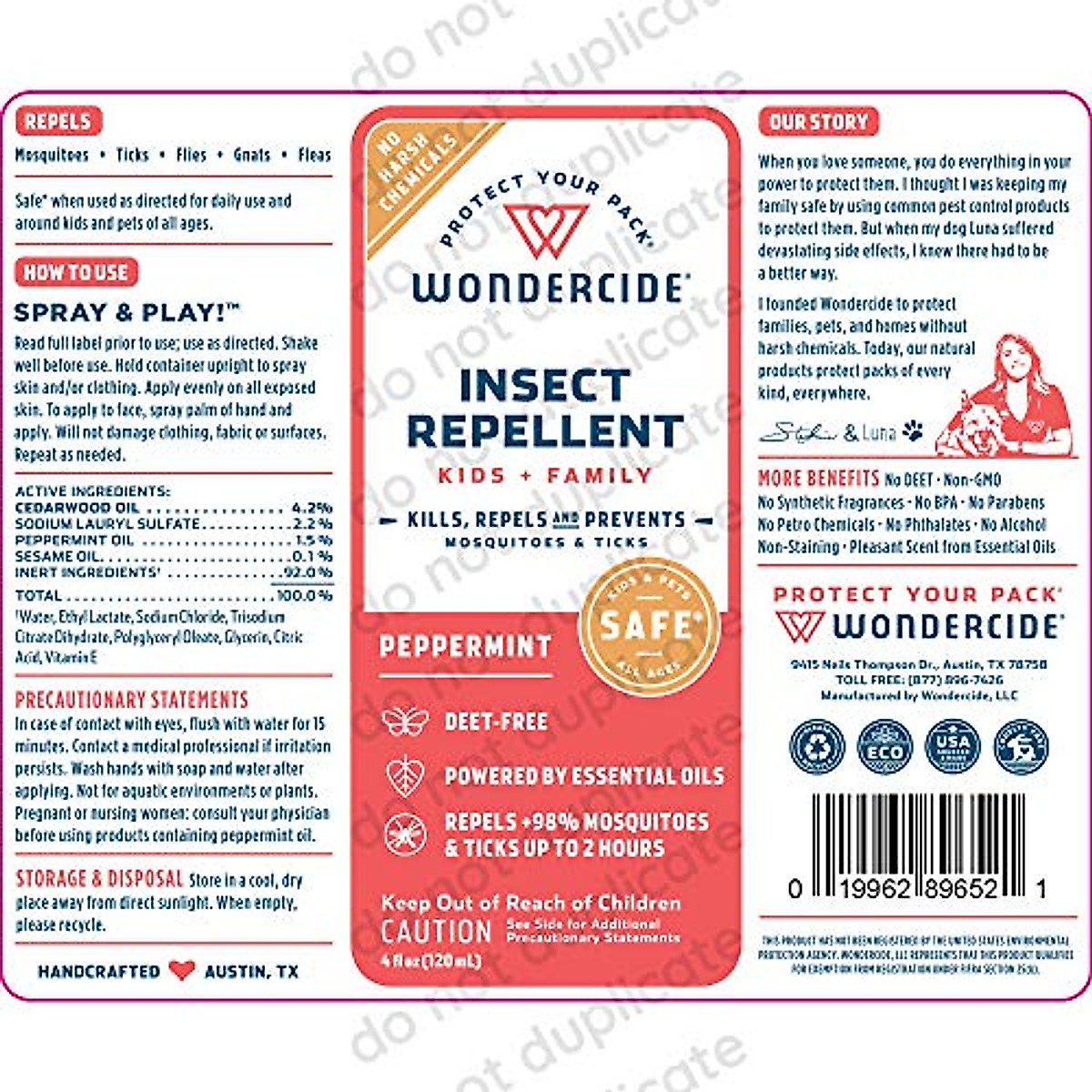 Wondercide - Mosquito, Tick, Fly, and Insect Repellent with Natural Essential Oils - DEET-Free Plant-Based Bug Spray and Killer - Safe for Kids, Babies, and Family - Peppermint 2-Pack of 4 oz Bottle
