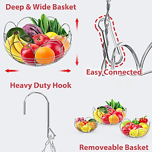 Simple Houseware Modern 3-Tier Hanging Fruit Basket, Chrome